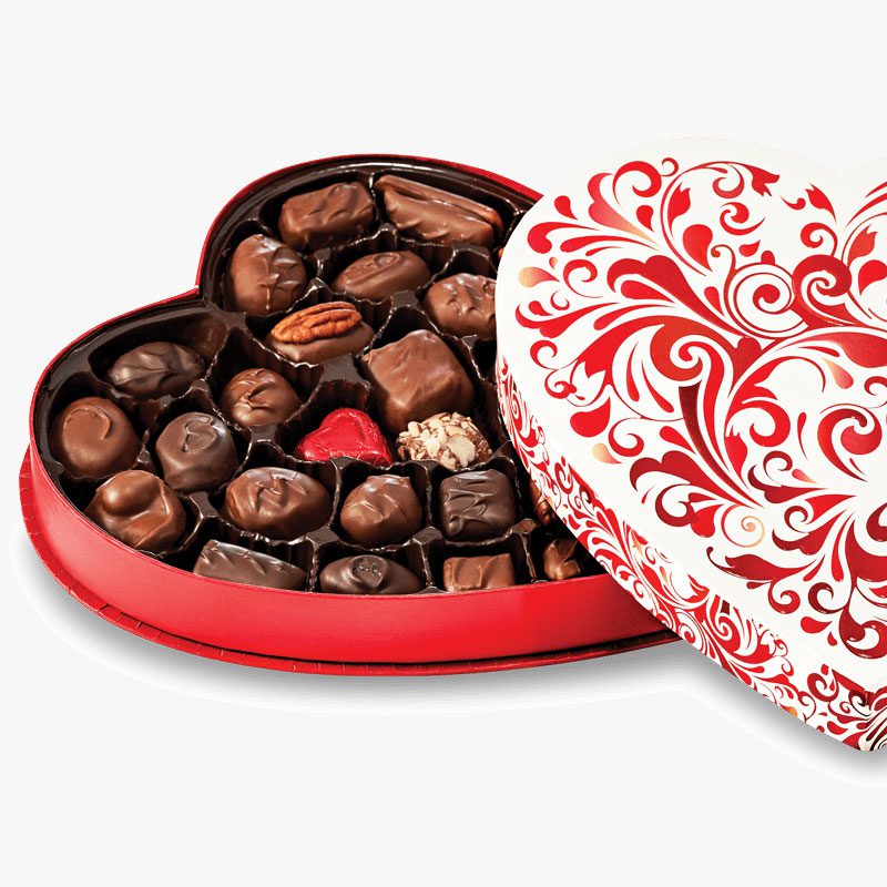 Red Swirl Heart – Assorted Chocolates – The Olive Branch Boutique