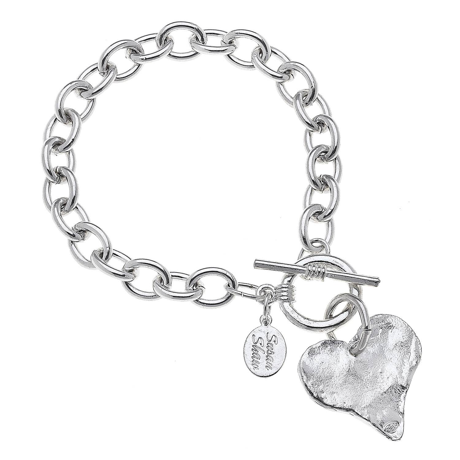 Susan Shaw - Silver Heart Chain Bracelet – The Olive Branch Boutique