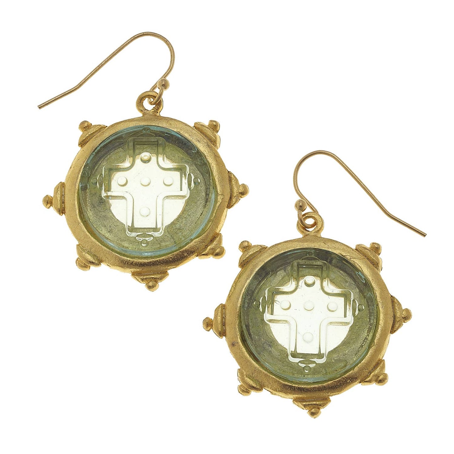 Susan Shaw - Clear Venetian Glass Cross Intaglio Earrings – The Olive ...