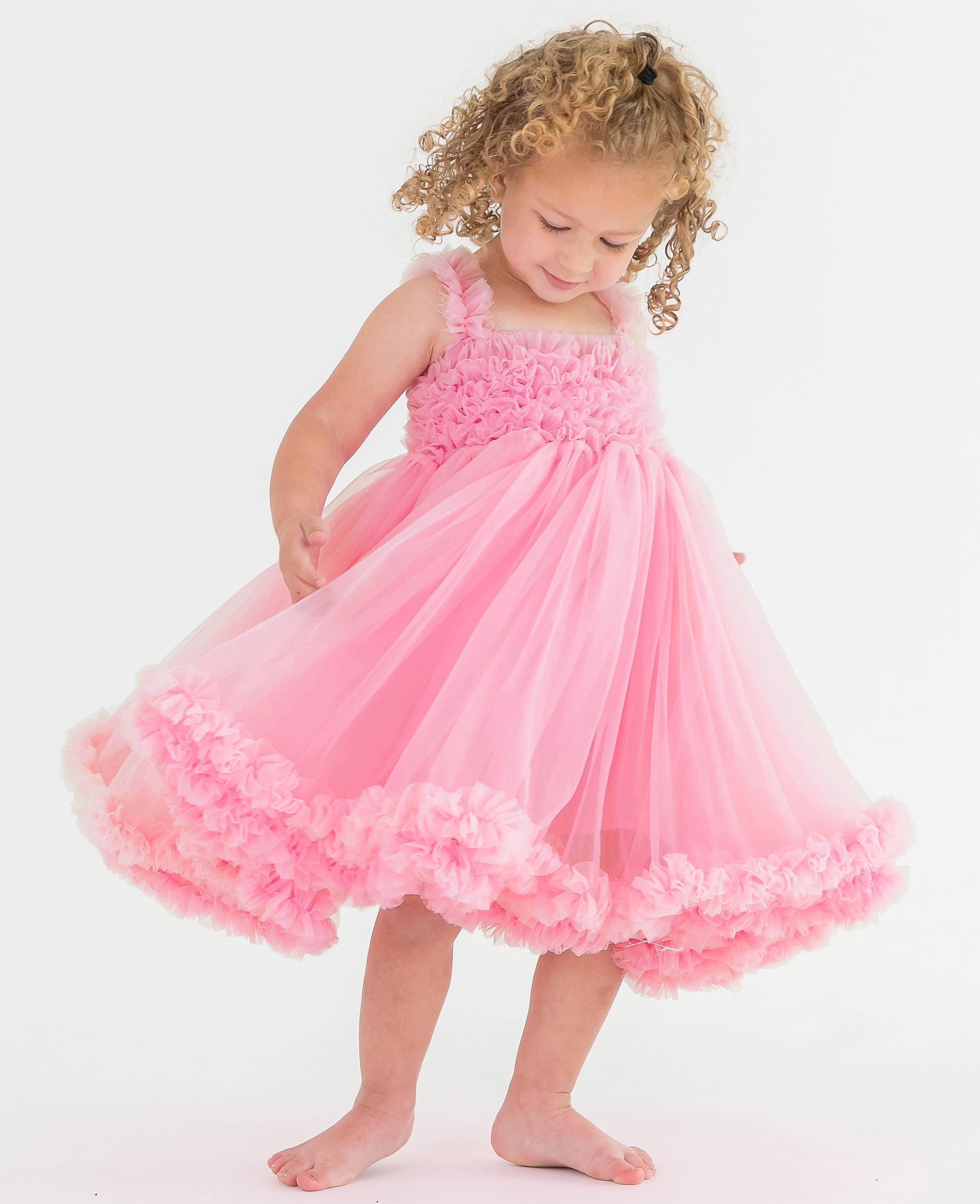 Girls Pink Tulle Empire Waist Princess Petti Dress – The Olive Branch ...
