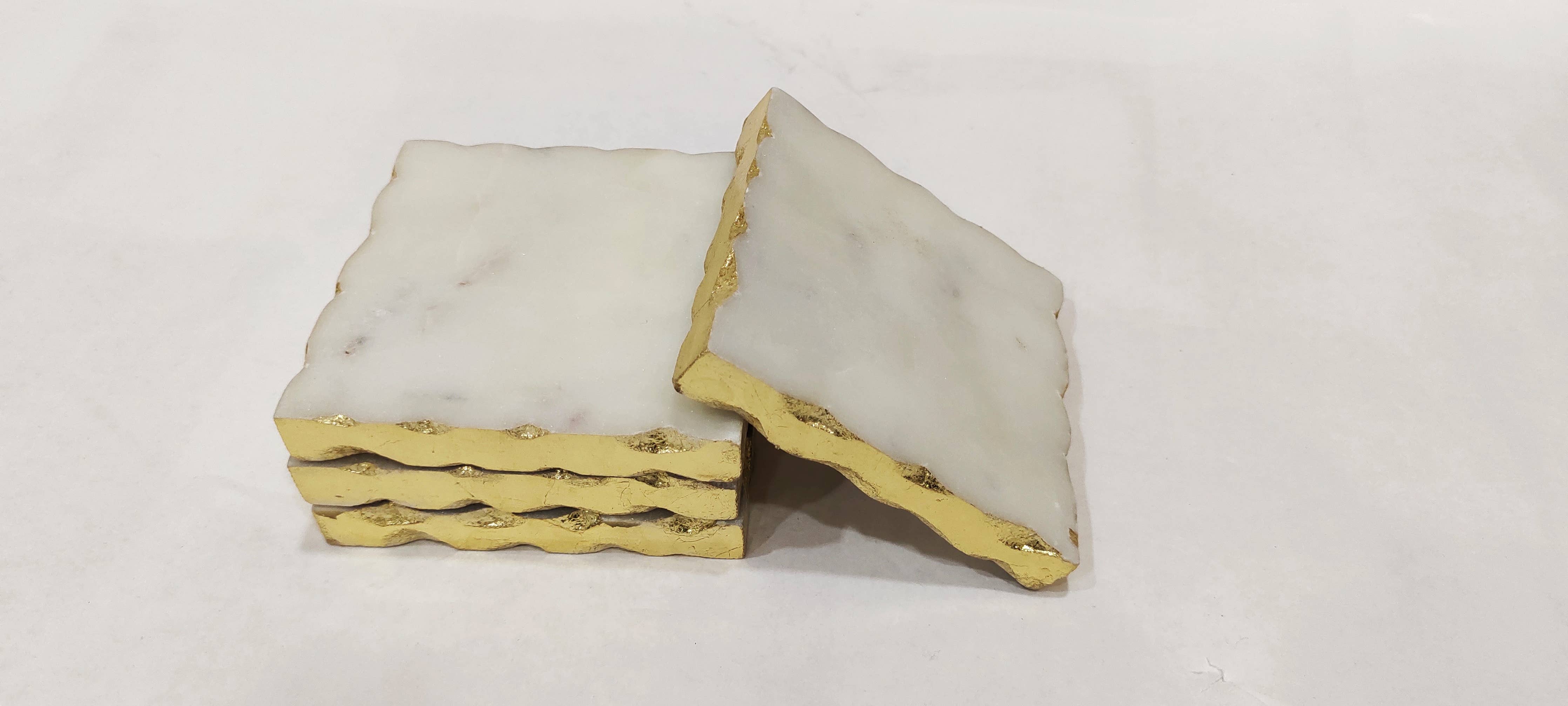 Set of 4 White Marble Coasters - The Olive Branch Boutique