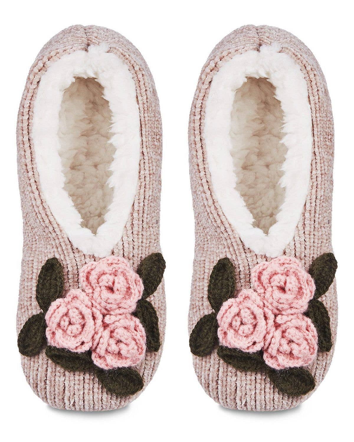 Coming Up Roses Chenille Sherpa-Lined Slippers – The Olive Branch Boutique