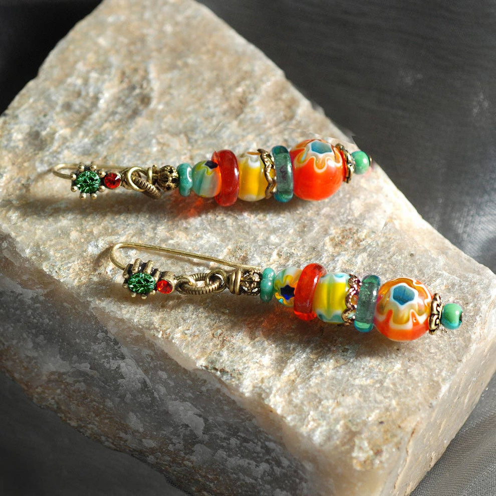 Millefiori Stack Earrings – The Olive Branch Boutique