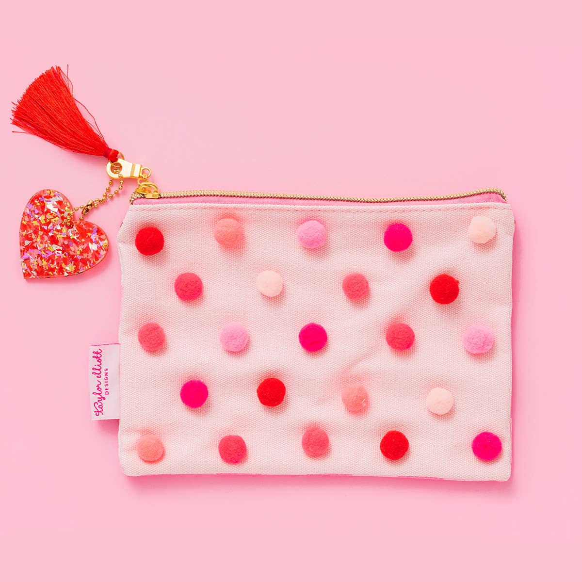 Taylor Elliott Designs - Pouch - Red + Pink Pom-Pom - Medium – The ...